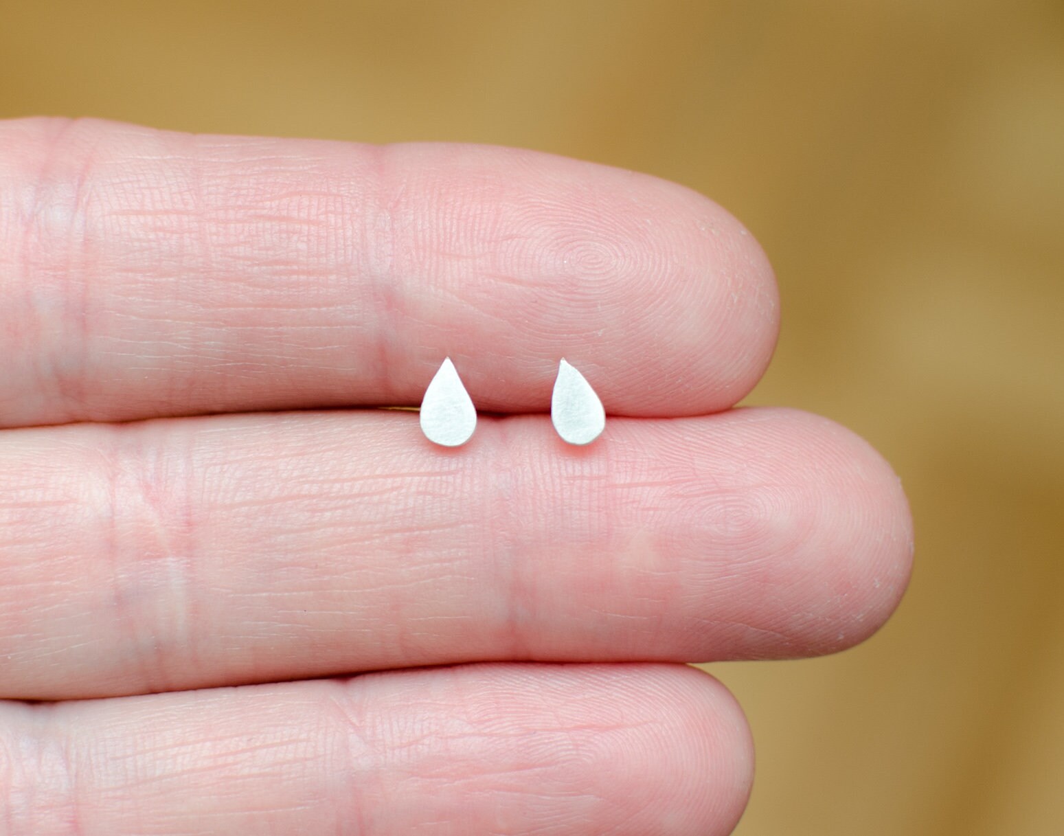 Cute Water Drop 925 Sterling Silver Stud Earrings. Hand Cut | Etsy