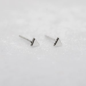 Cute White 5mm Triangle 925 Sterling Silver Stud Earrings. Hand Cut ...