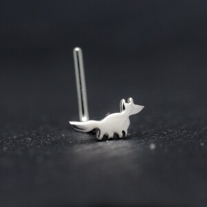 Fox Hand Cut Sterling Silver Nose Stud V.2. Fox Lover Gift. Tiny Foxie ...