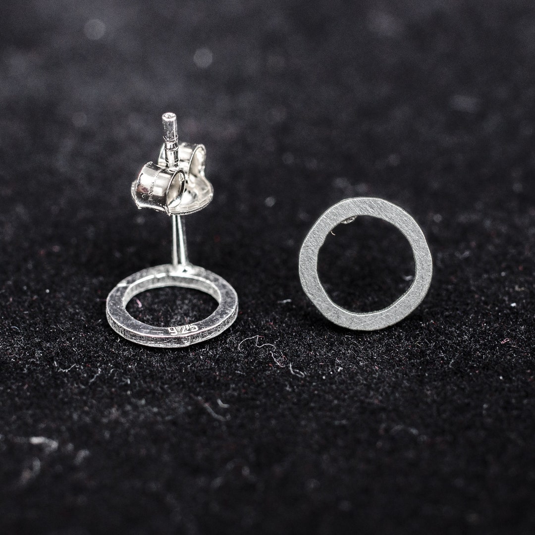 Cute 7mm Circle Sterling Silver Stud Earrings. 100% Hand Cut Tiny Studs ...