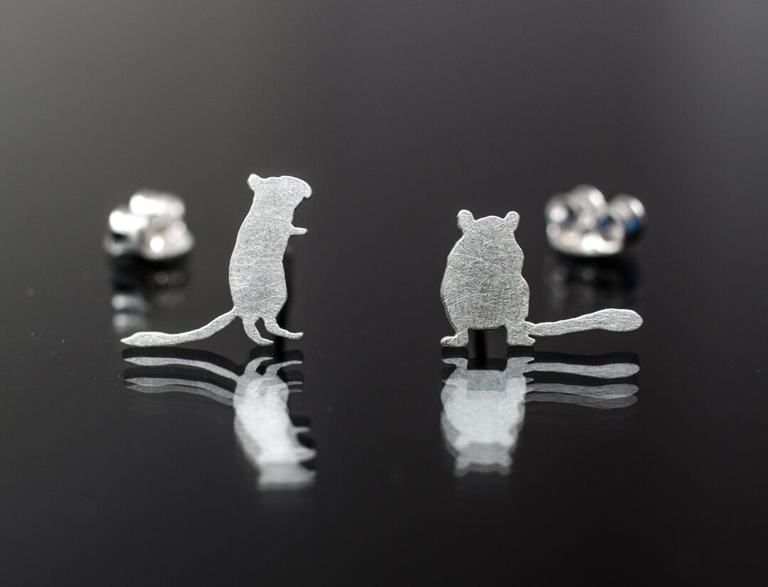 Cute Gerbils Mix Sterling Silver Stud Earrings. Hand Finished Tiny ...