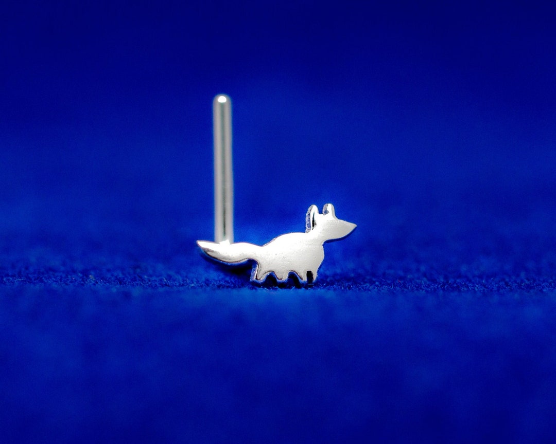 Fox Hand Cut Sterling Silver Nose Stud V.2. Fox Lover Gift. Tiny Foxie ...