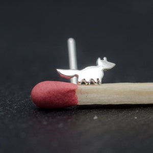 Fox Hand Cut Sterling Silver Nose Stud V.2. Fox Lover Gift. Tiny Foxie ...