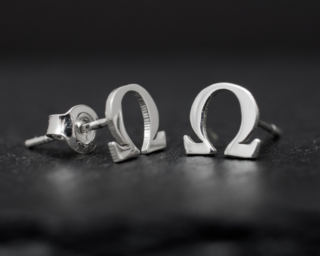 Omega Symbol Silver Stud Earrings. Math Gift. Tiny Mathematical ...