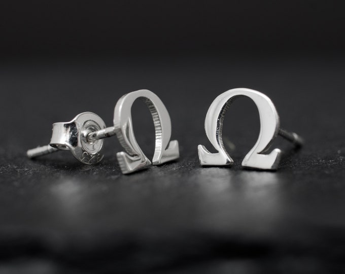 Omega Symbol Silver Stud Earrings. Math Gift. Tiny Mathematical ...