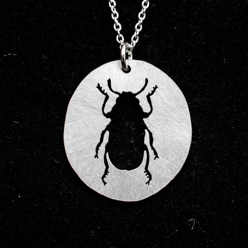 Small Silver Beetle Pendant. Insect Pendant. Beetle Necklace. - Etsy