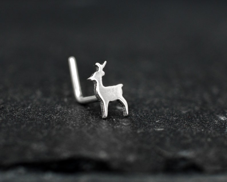 Reindeer Santa Claus's hand cut sterling silver nose stud. | Etsy