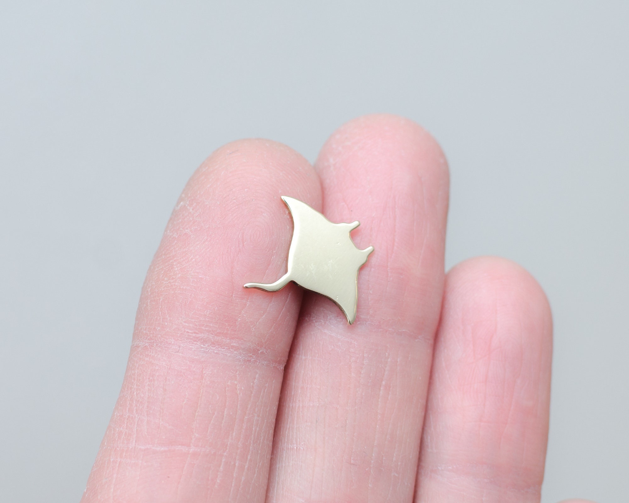 Manta Ray Brass Pin. Hand Finished Tiny Golden Manta Pin. | Etsy