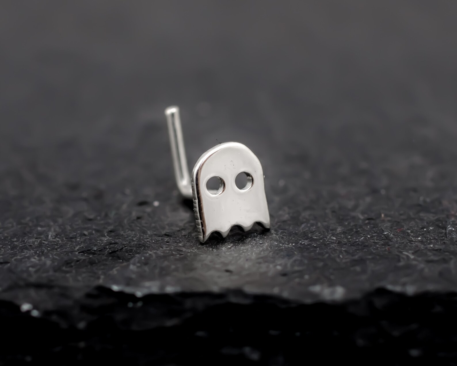 Ghost V.3 Hand Cut Sterling Silver Nose Stud Pacman Style. | Etsy