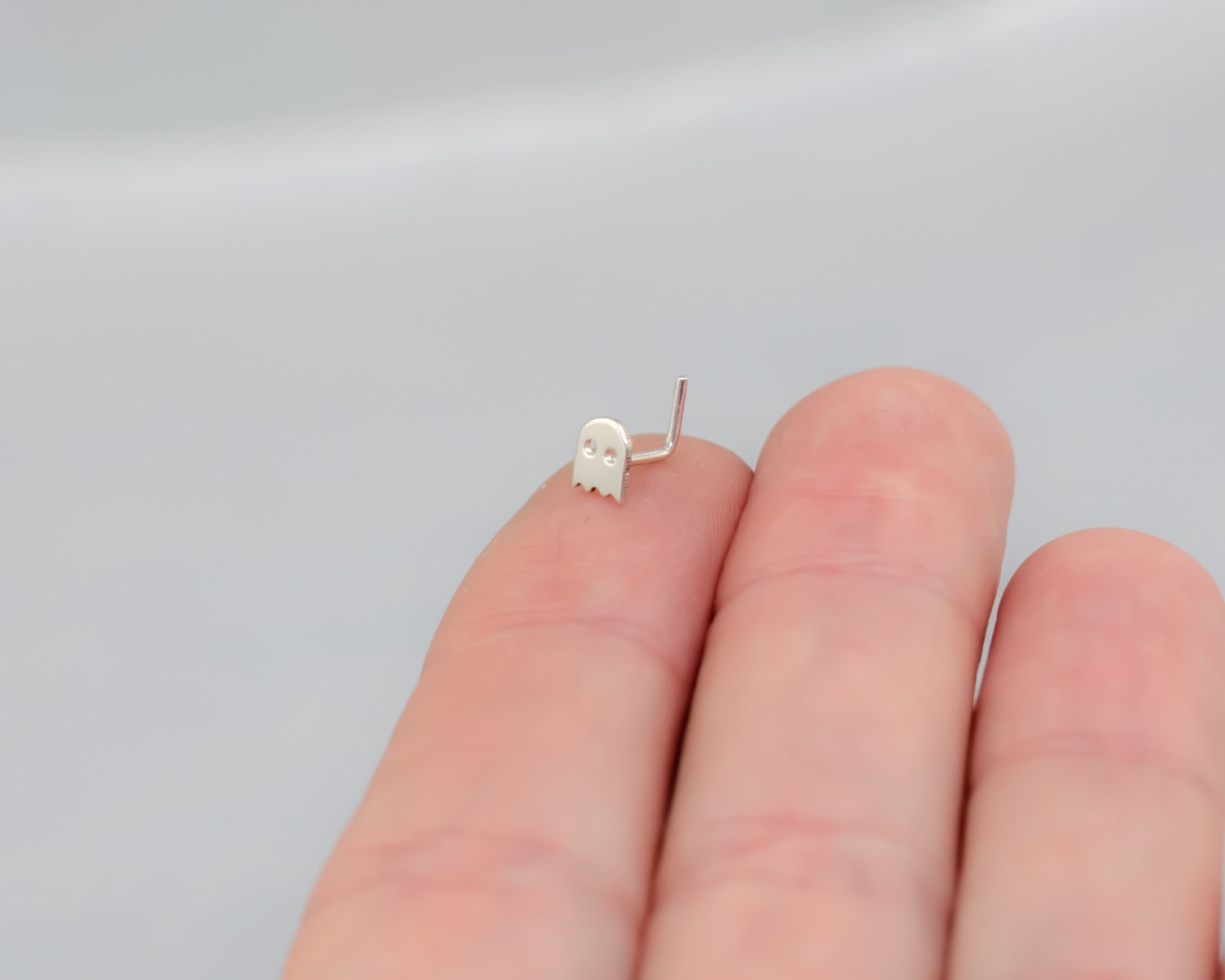 Ghost V.3 Hand Cut Sterling Silver Nose Stud Pacman Style. | Etsy