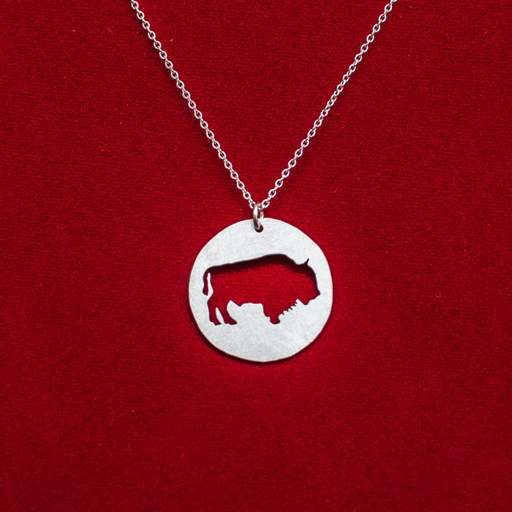 Small Silver Bison Pendant. Bison Necklace. Tiny Silver - Etsy