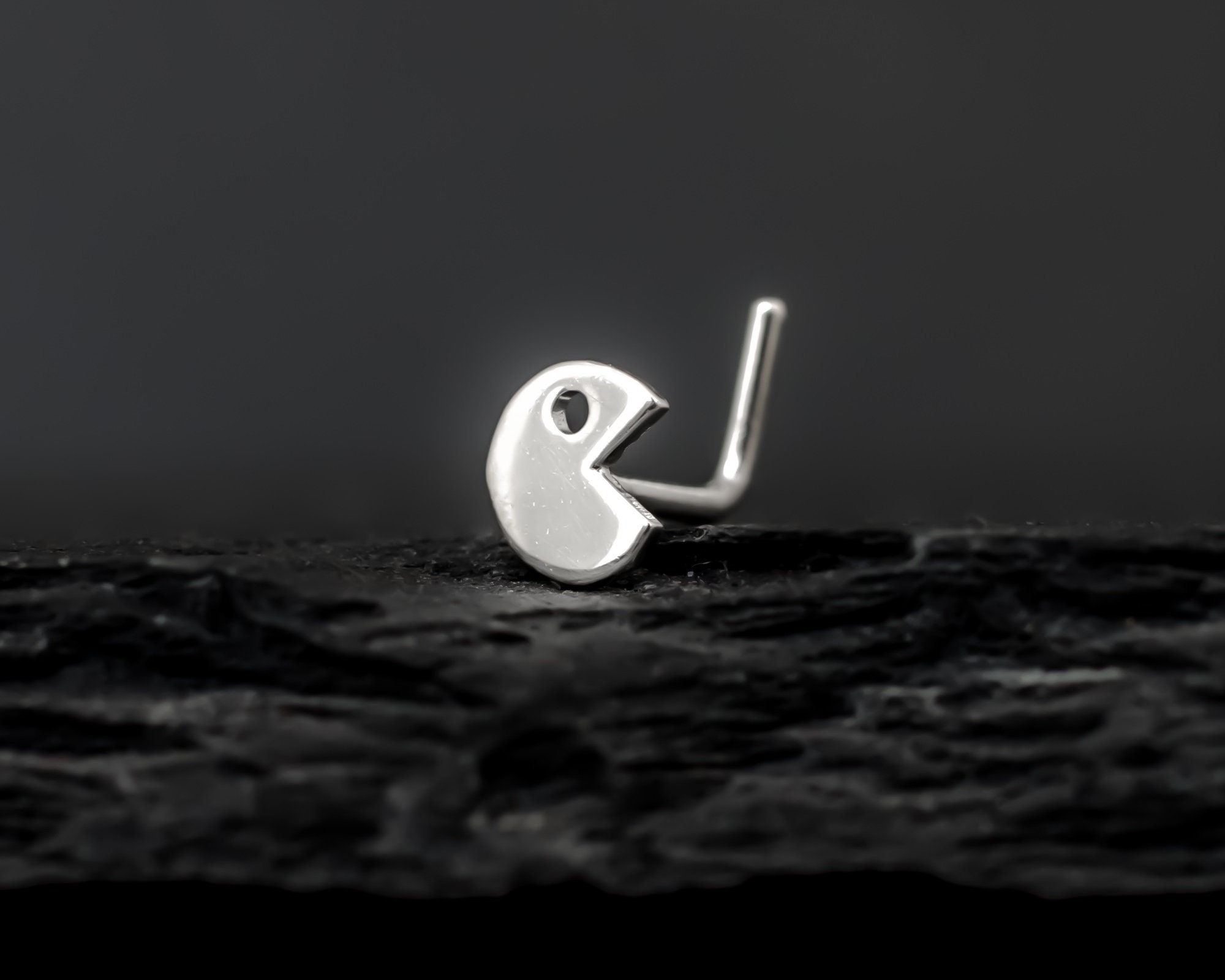 Pacman Nose Stud Hand Cut Sterling Silver. Gaming Lover Gift. - Etsy