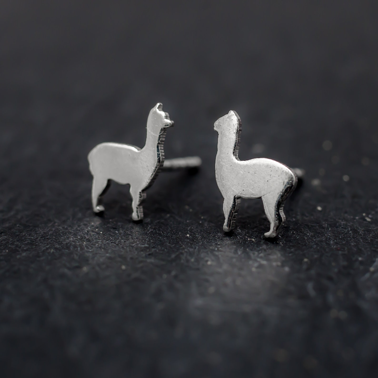 Alpacas Hand Cut 925 Sterling Silver Stud Earrings. Animal - Etsy
