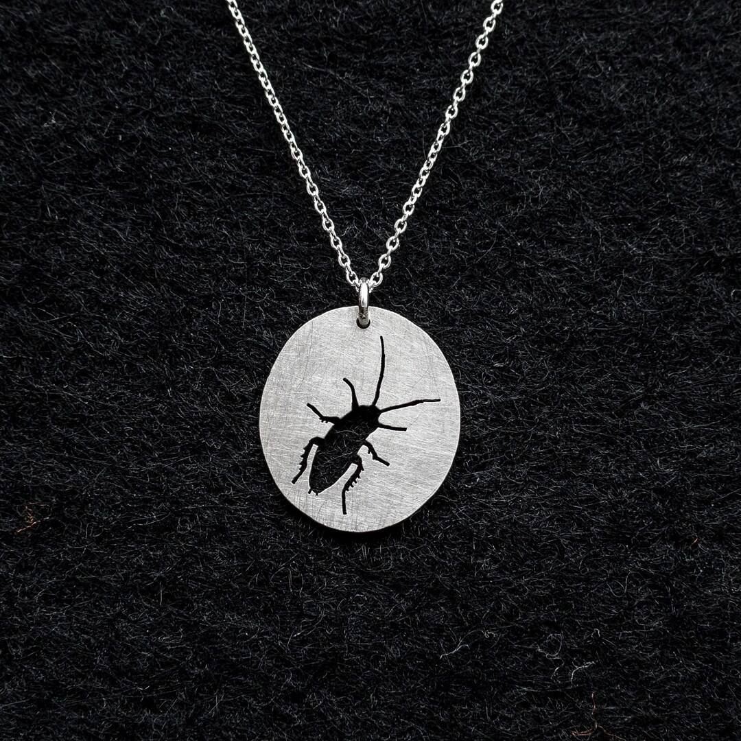 Small Silver Cockroach Pendant. Insect Pendant. Cockroach Necklace ...