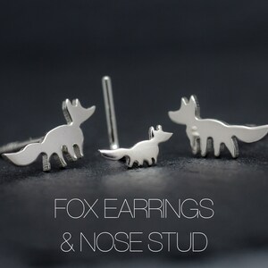 Fox Hand Cut Sterling Silver Nose Stud V.2. Fox Lover Gift. Tiny Foxie ...