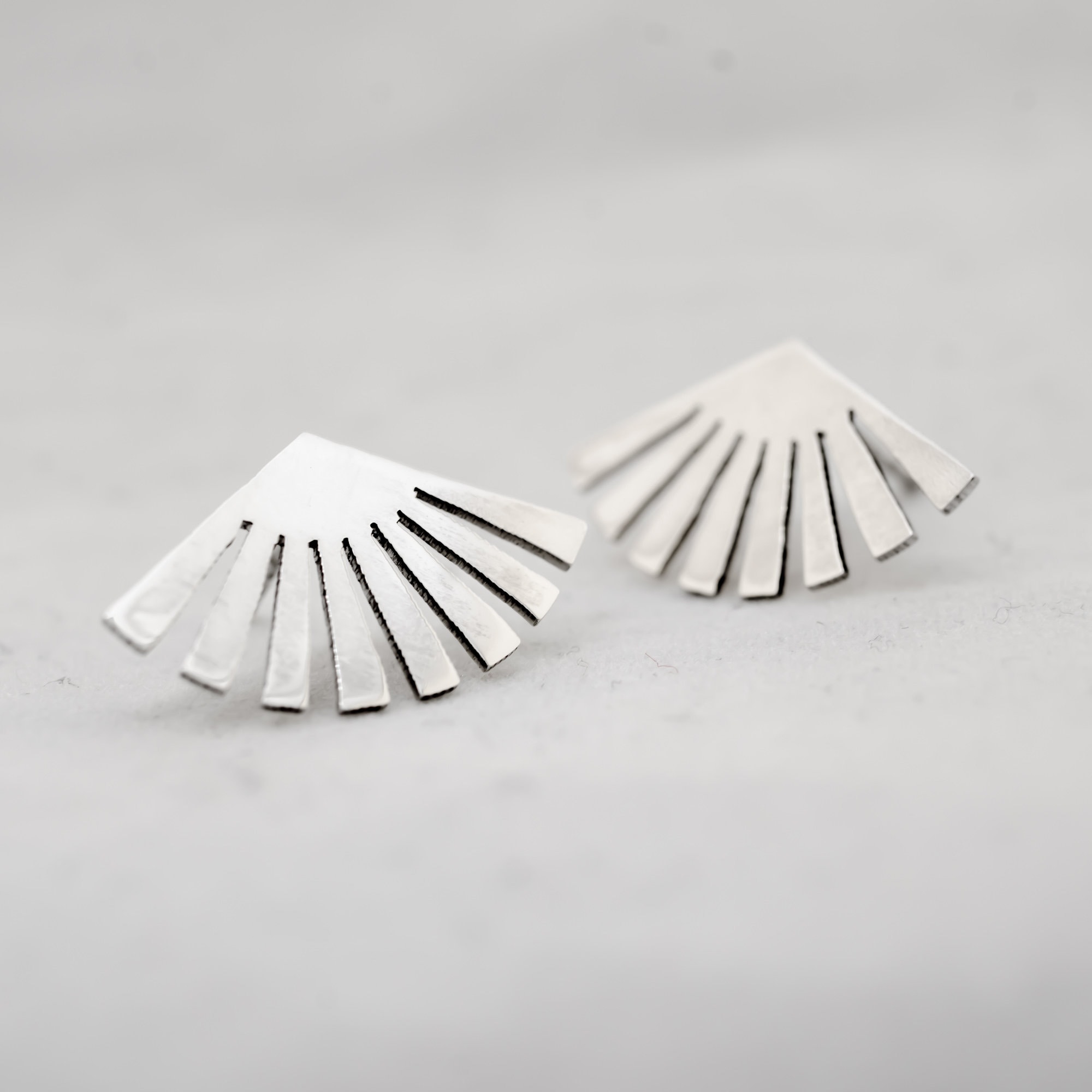 Geometrical sterling silver stud earrings. Geometric gift. | Etsy