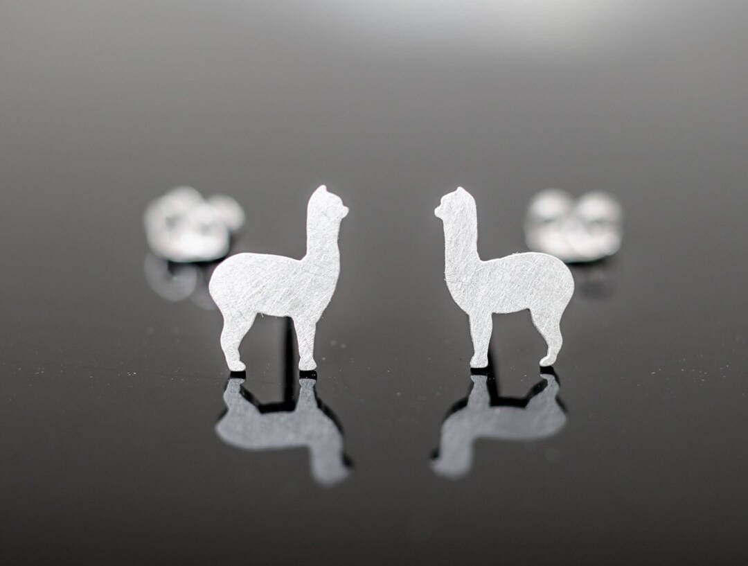 Alpacas Hand Cut 925 Sterling Silver Stud Earrings. Animal Lovers Gift ...