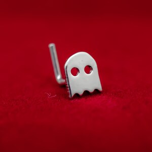 Ghost V.3 Hand Cut Sterling Silver Nose Stud Pacman Style. Pacman Lover ...