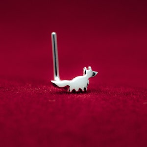 Fox Hand Cut Sterling Silver Nose Stud V.2. Fox Lover Gift. Tiny Foxie ...