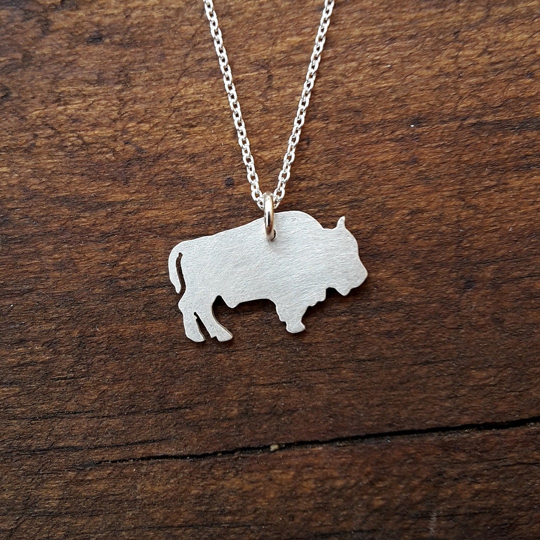 Silver Bison Pendant. Tatanka Pendant. Bison Necklace. American Silver ...