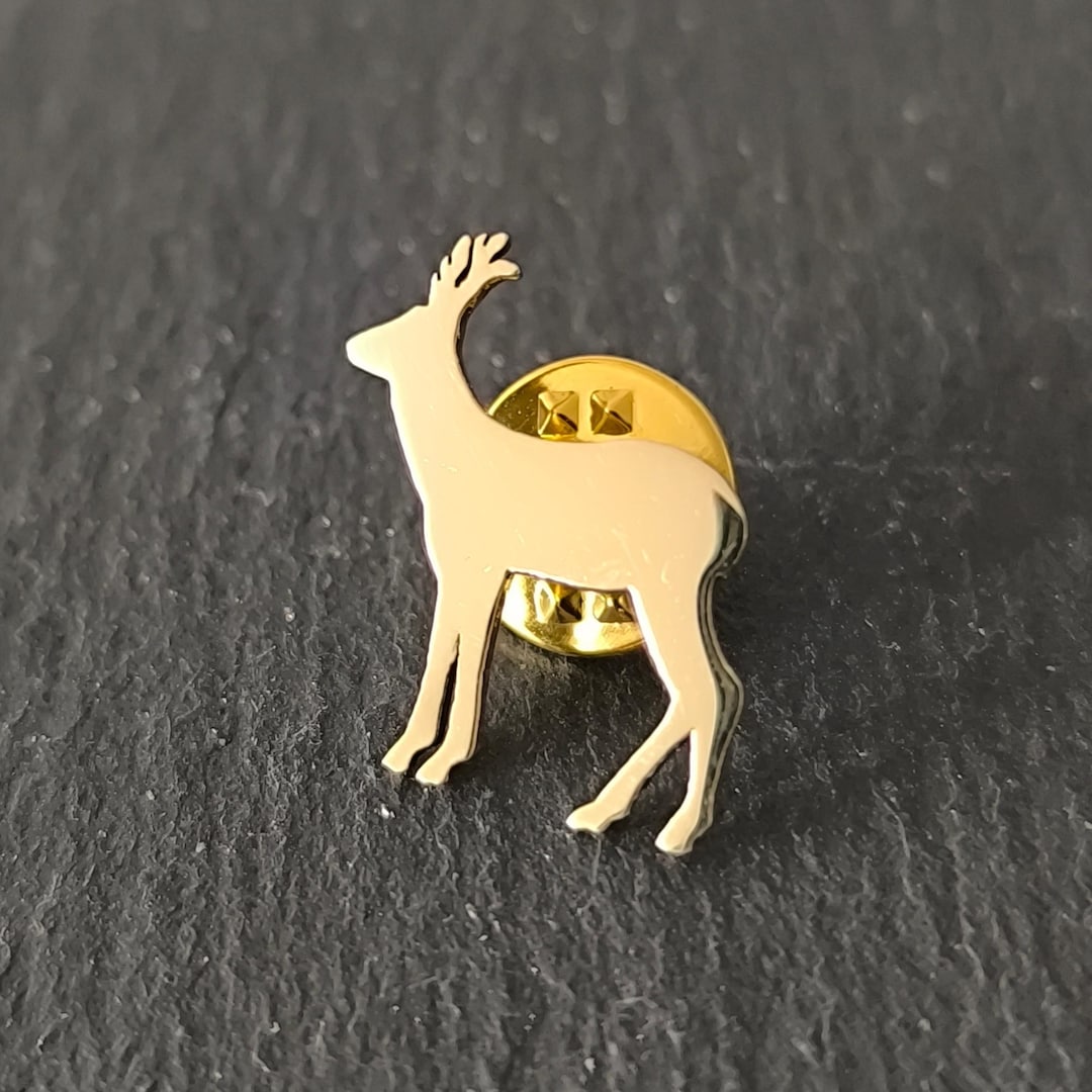 Deer Brass Pin. Hand Finished Tiny Golden Deer Pin. Deers Lovers Gift ...