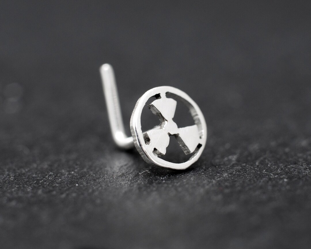 Radioactivity Symbol Nose Stud Tiny Hand Finished Sterling Silver ...