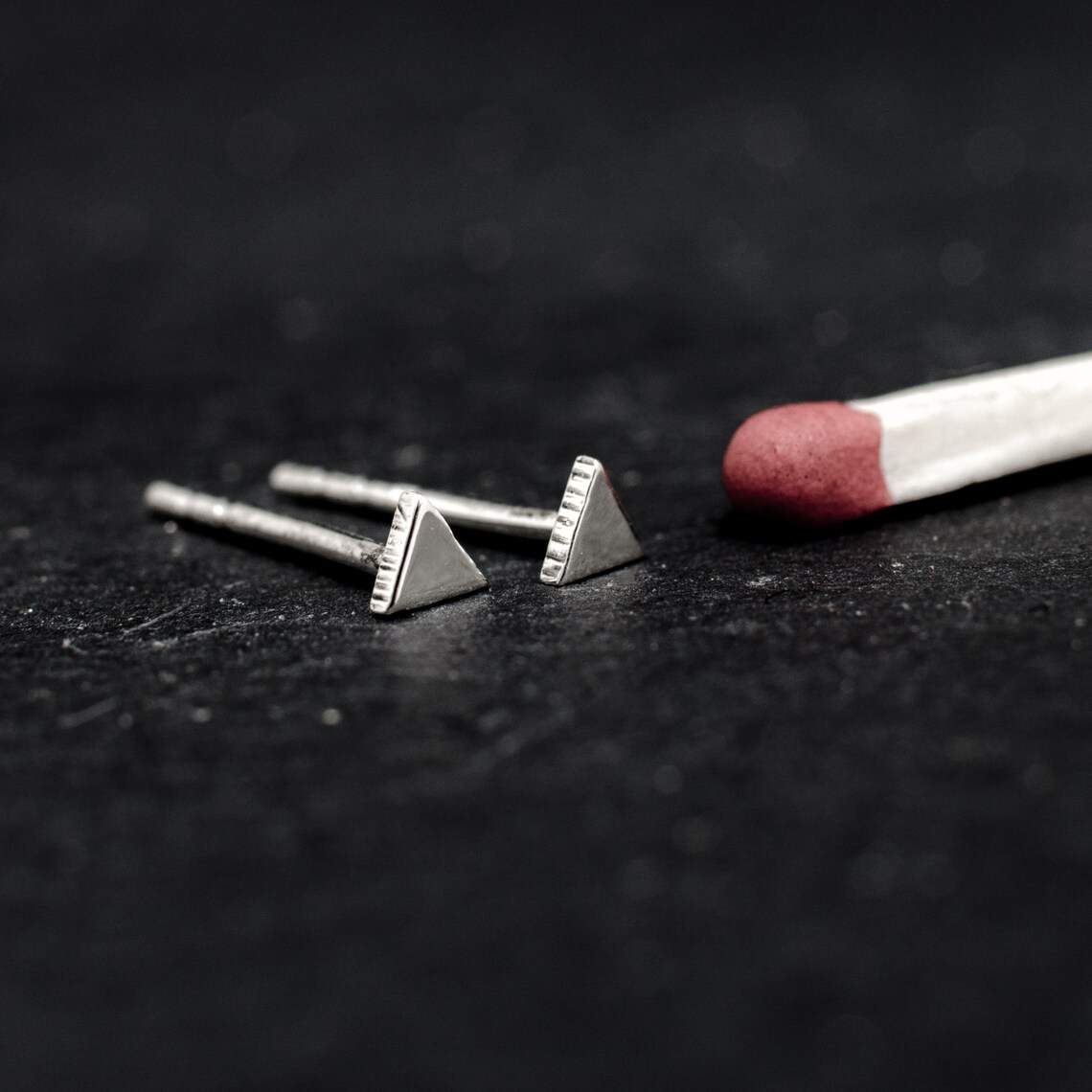 Cute white 5mm triangle 925 sterling silver stud earrings. | Etsy