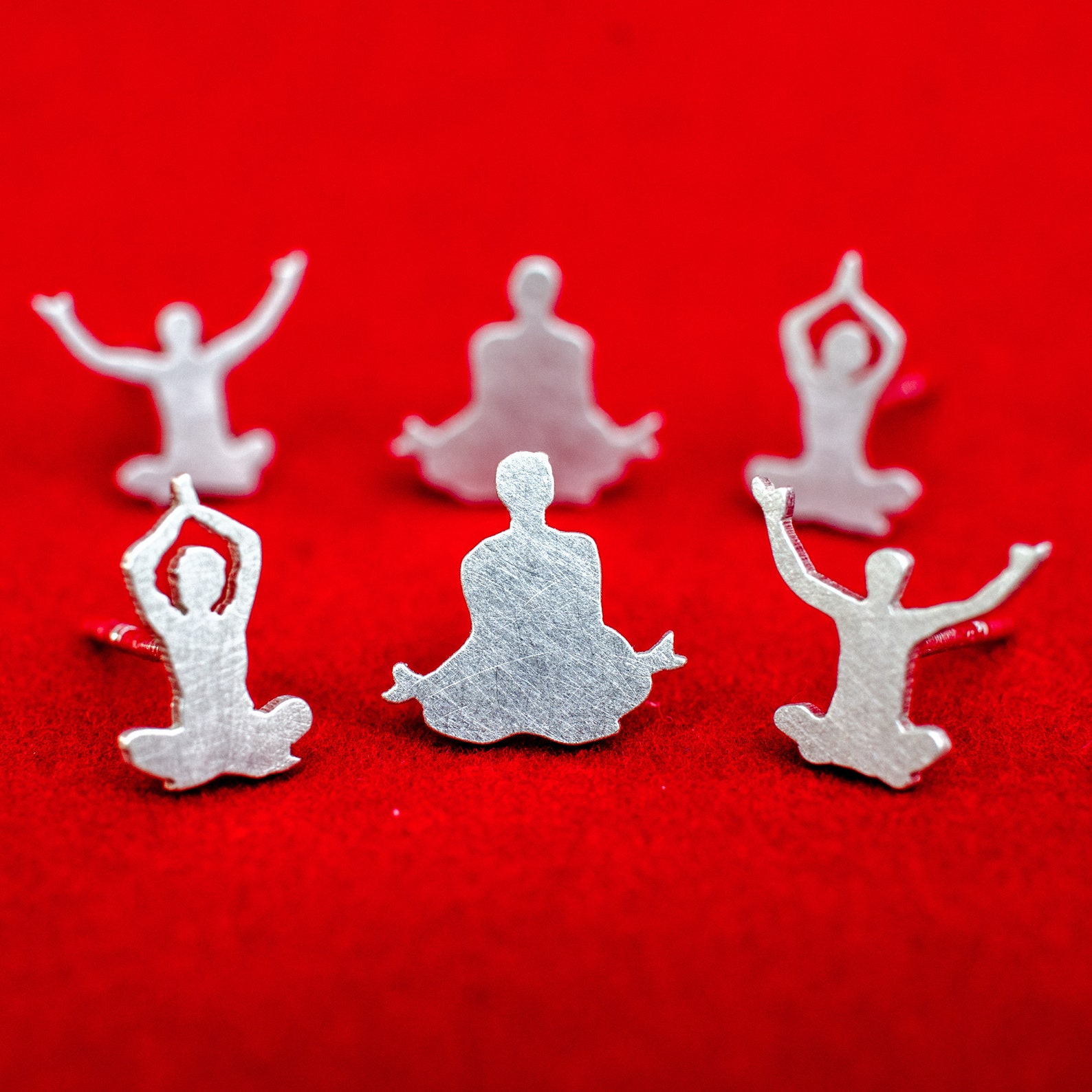 Cute Yoga Asanas Sterling Silver Stud Earrings 5. Hand Cut - Etsy