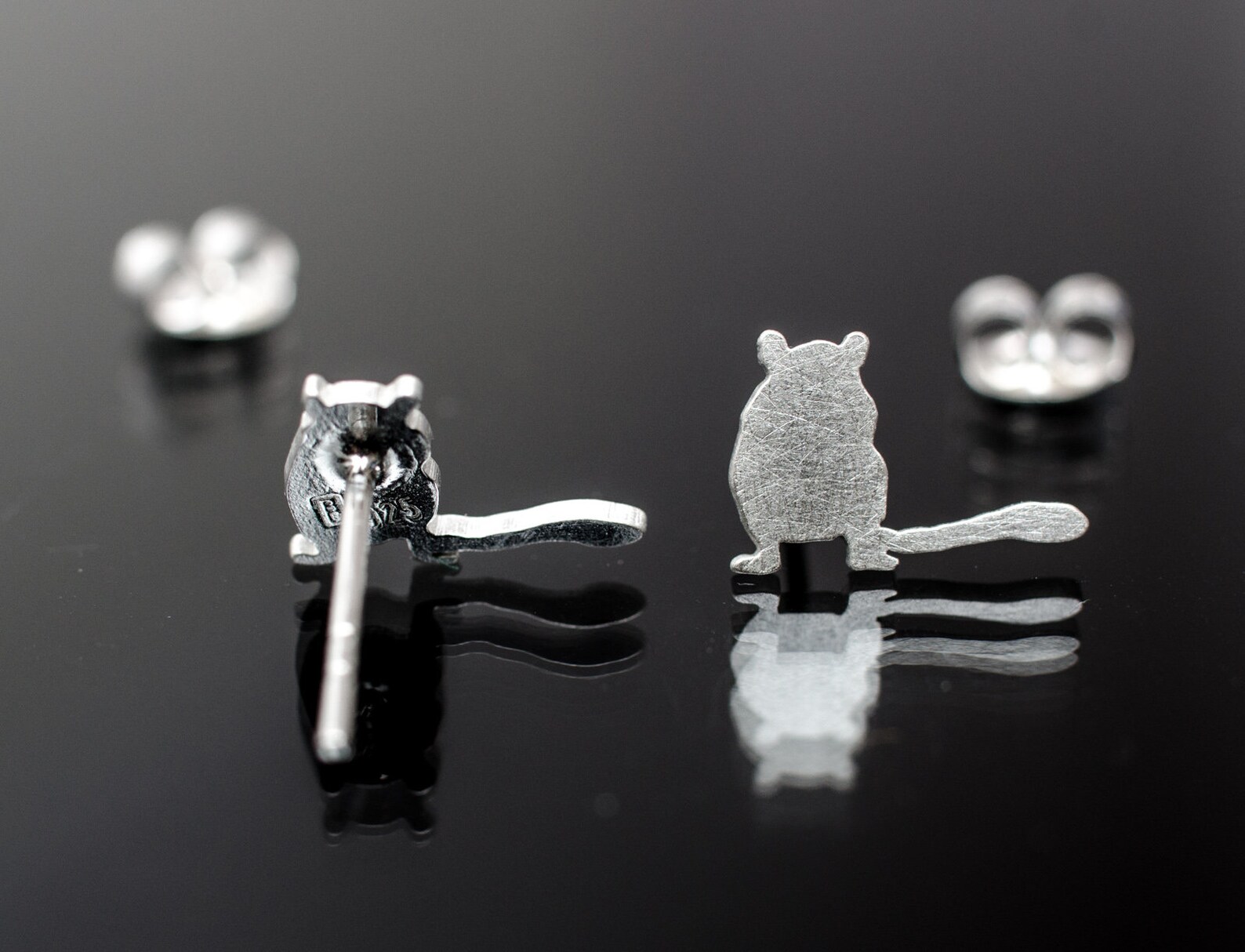 Cute Gerbils 925 Sterling Silver Stud Earrings. Hand Cut Tiny - Etsy