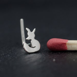 Fox Hand Cut Sterling Silver Nose Stud V.1. Fox Lover Gift. Tiny Foxie ...