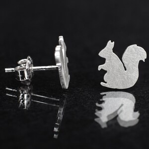 Cute Squirrel Sterling Silver Stud Earrings. Hand Cut Tiny White Squirrel Studs. Animal Lovers ...
