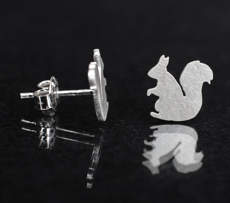 Cute Squirrel Sterling Silver Stud Earrings. Hand Cut Tiny - Etsy