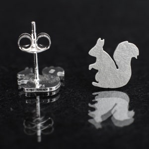 Cute Squirrel Sterling Silver Stud Earrings. Hand Cut Tiny White Squirrel Studs. Animal Lovers ...