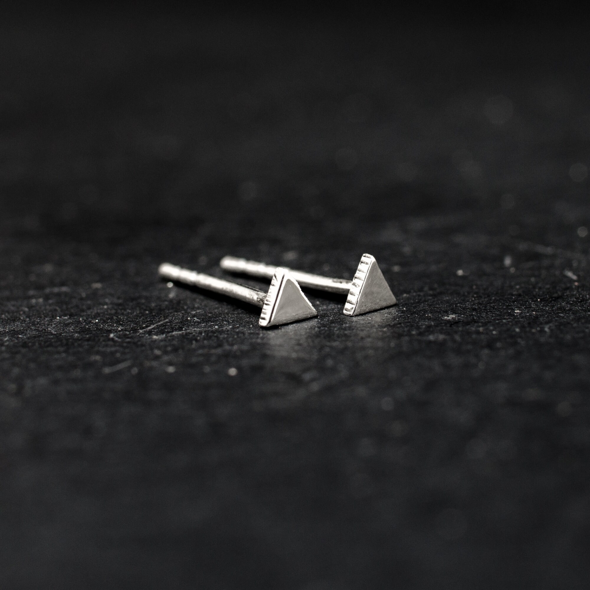 Cute white 5mm triangle 925 sterling silver stud earrings. | Etsy