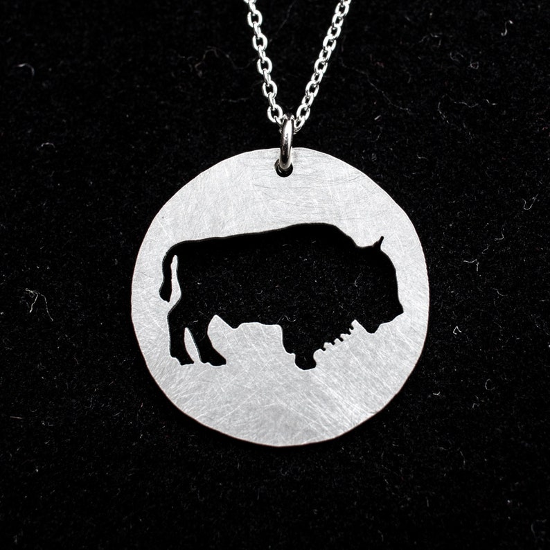 Small Silver Bison Pendant. Bison Necklace. Tiny Silver - Etsy