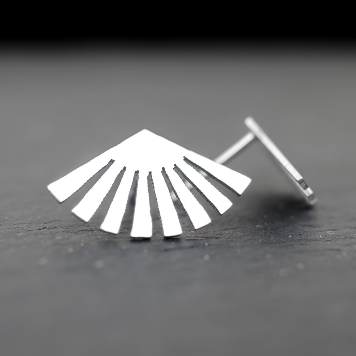 Geometrical sterling silver stud earrings. Geometric gift. | Etsy