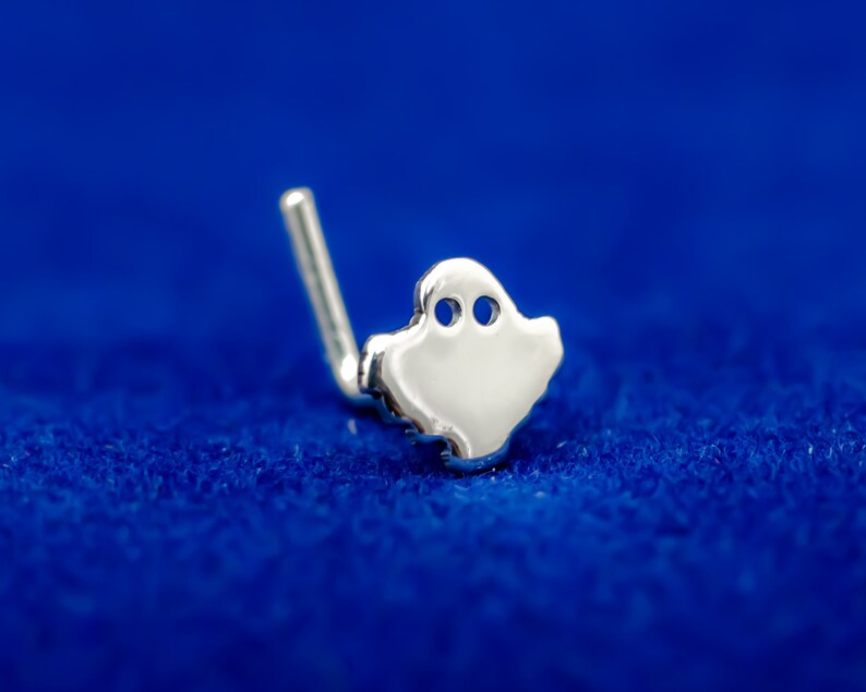 Ghost V.1 Hand Cut Sterling Silver Nose Stud. Ghost Lover - Etsy