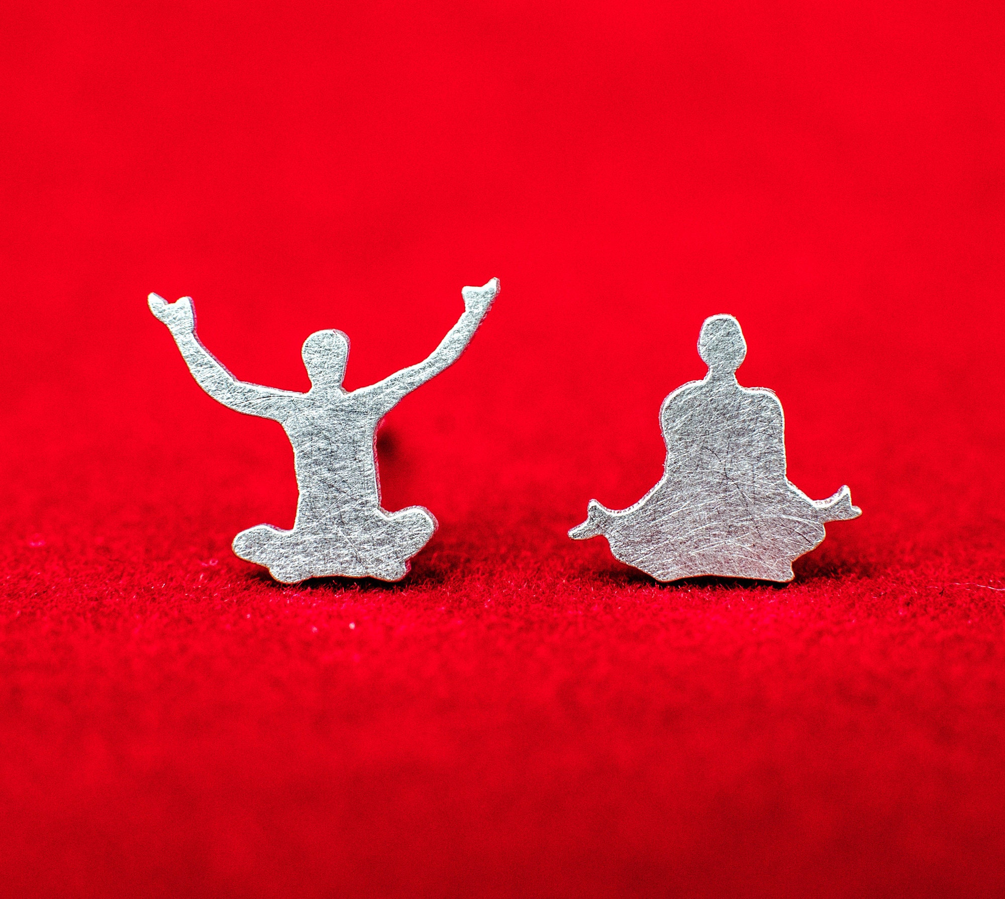 Cute Yoga Asanas Mix 1 Sterling Silver Stud Earrings. Hand - Etsy