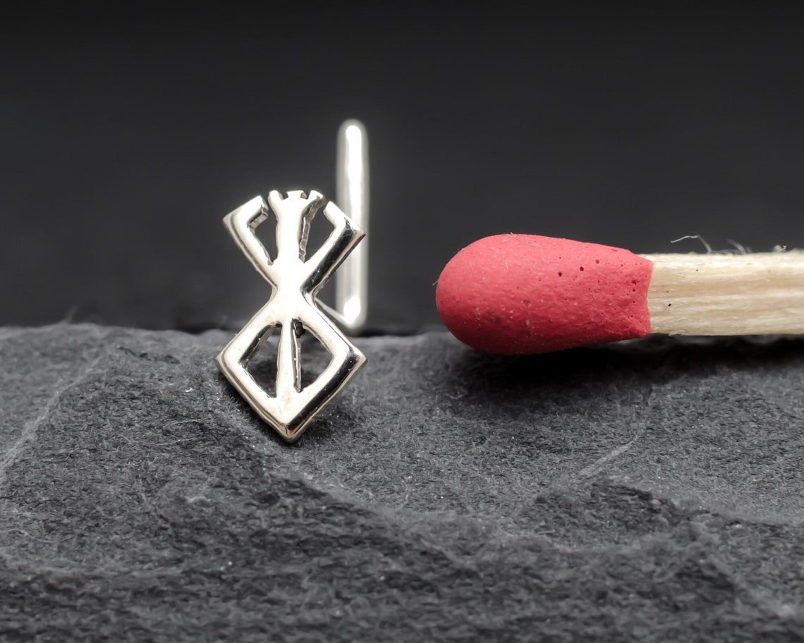 Berserker Rune Hand Cut Sterling Silver Nose Stud. Tiny Rune | Etsy