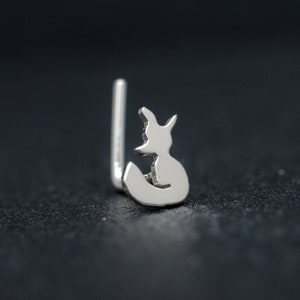 Fox Hand Cut Sterling Silver Nose Stud V.1. Fox Lover Gift. Tiny Foxie ...