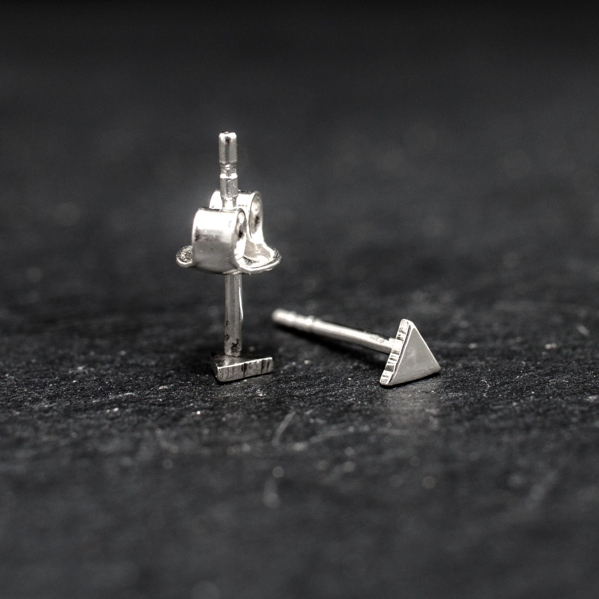 Cute white 5mm triangle 925 sterling silver stud earrings. | Etsy