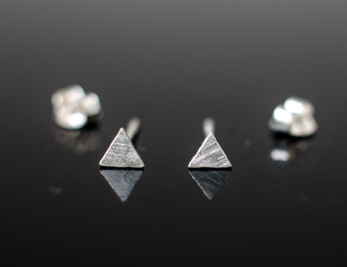 Cute White 5mm Triangle 925 Sterling Silver Stud Earrings. - Etsy
