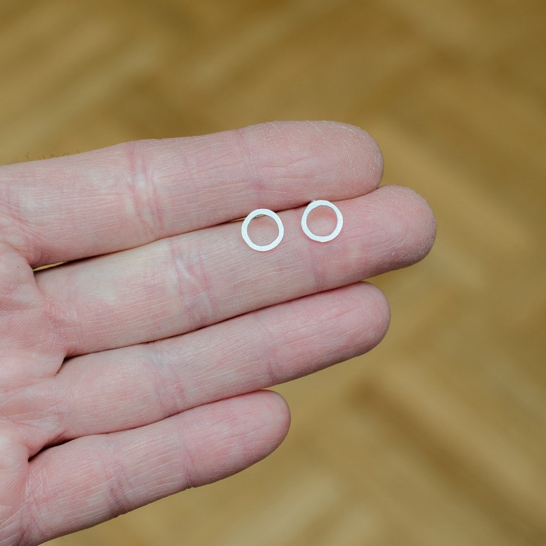 Cute 7mm Circle Sterling Silver Stud Earrings. 100% Hand Cut - Etsy
