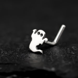 Ghost V.2 Hand Cut Sterling Silver Nose Stud. Ghost Lover Halloween ...