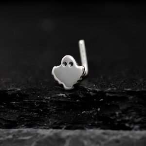 Ghost V.1 Hand Cut Sterling Silver Nose Stud. Ghost Lover Halloween ...