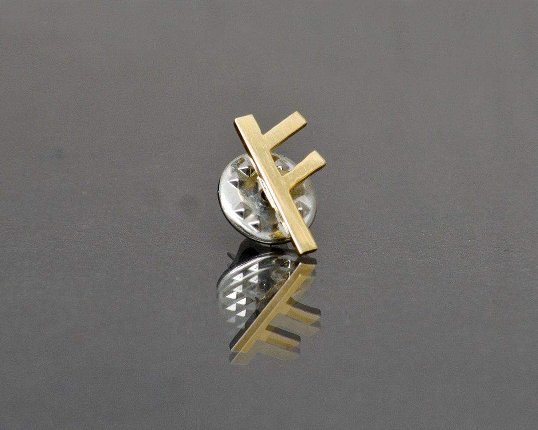Fehu Rune Brass Pin. Hand Finished Tiny Nordic Pin. Vikings Lovers Gift ...
