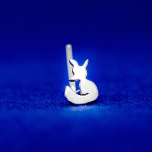 Fox Hand Cut Sterling Silver Nose Stud V.1. Fox Lover Gift. Tiny Foxie ...