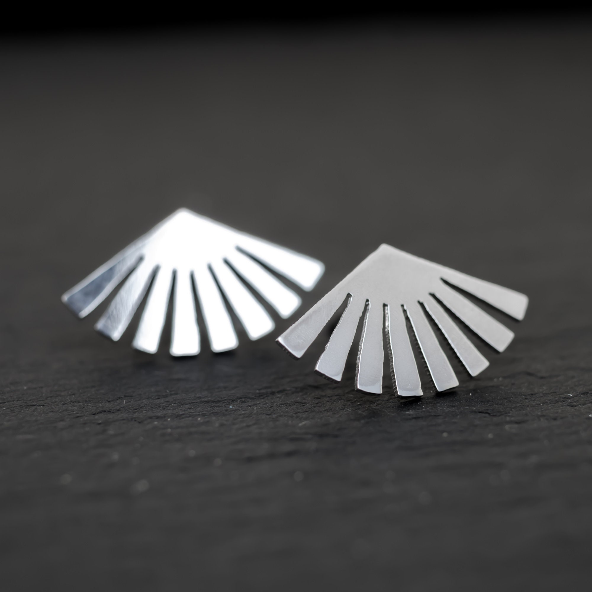 Geometrical sterling silver stud earrings. Geometric gift. | Etsy