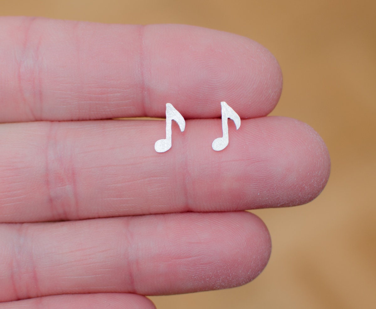 Small 925 Sterling Silver Music Notes Stud Earrings. Music | Etsy