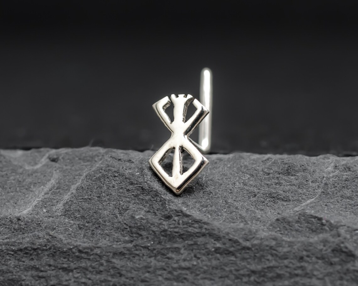 Berserker Rune Hand Cut Sterling Silver Nose Stud. Tiny Rune | Etsy